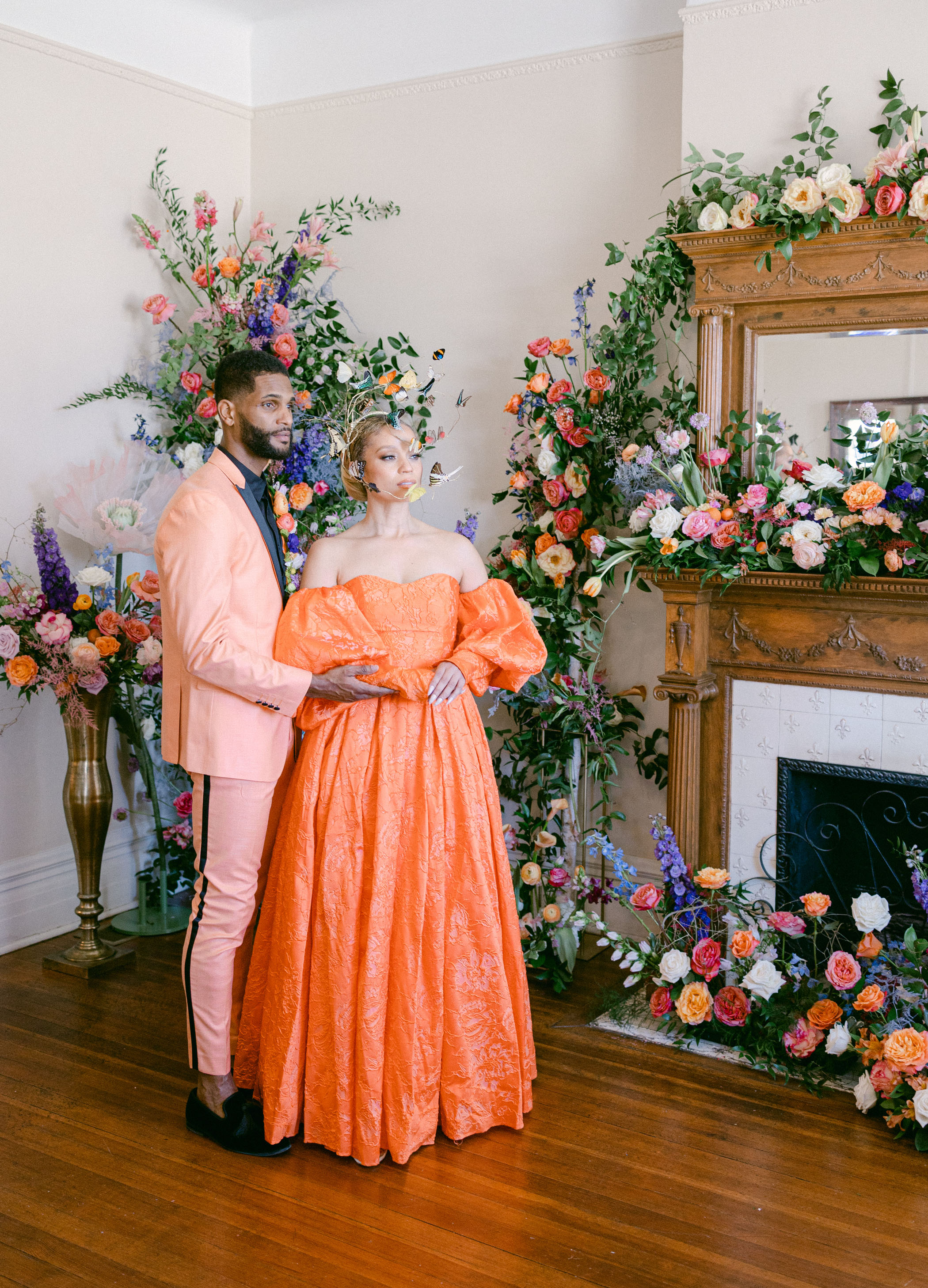 A Bright Orange Wedding Dress For This "Majestic Spring" Editorial ...