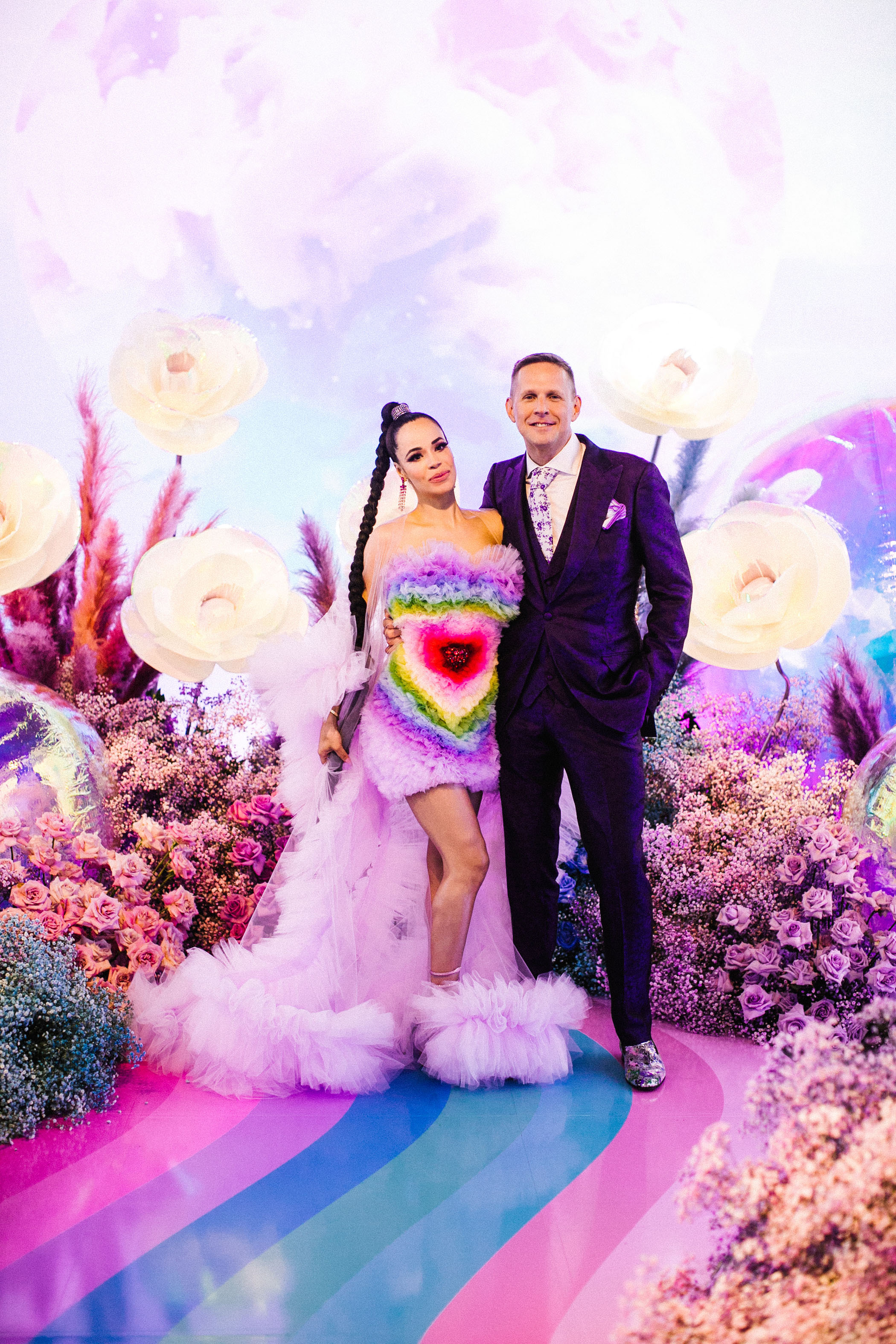 The Bride Wore a Rainbow Mini Dress For This Whimsical Micro-Wedding!
