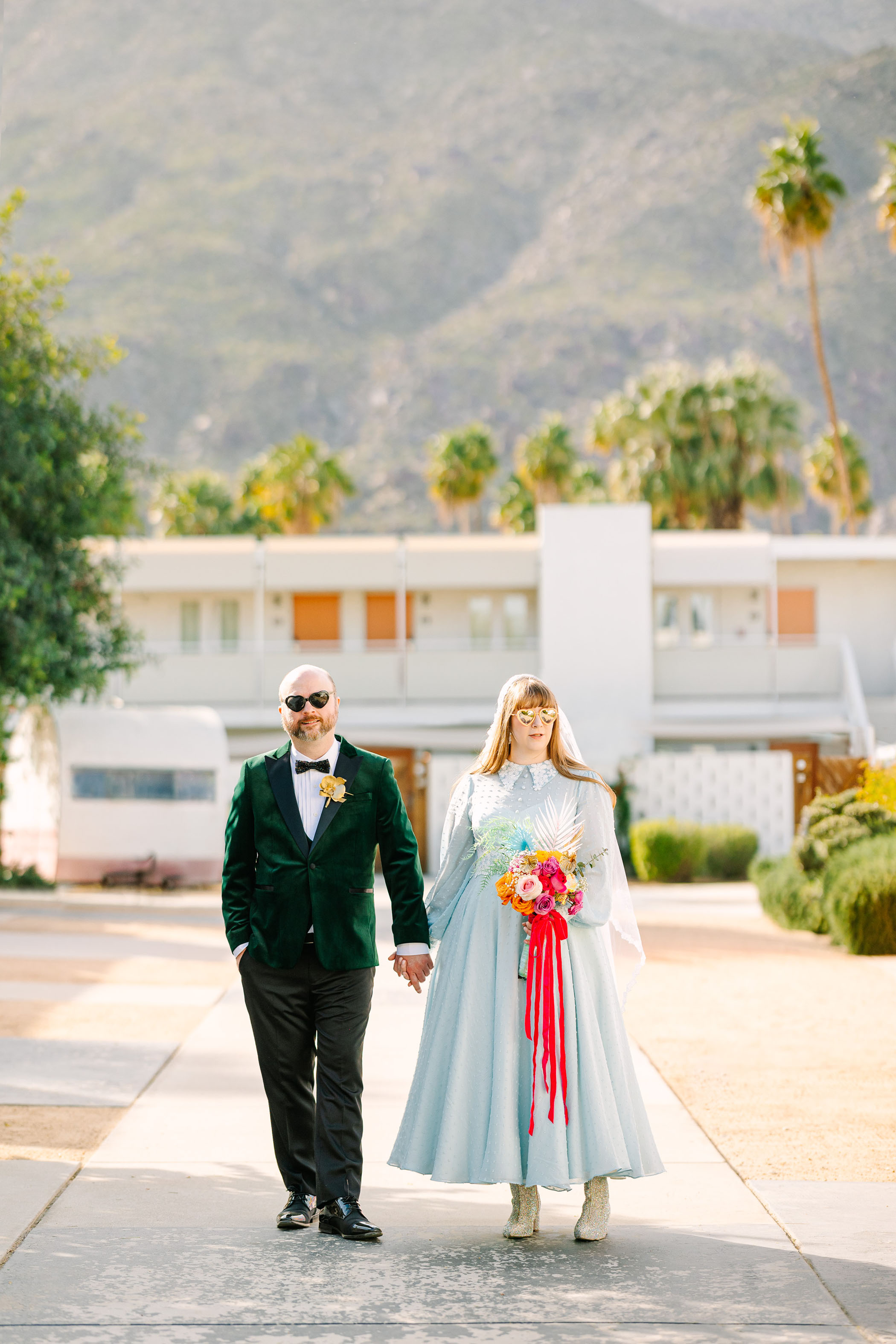 The Bride Wore A Blue Wedding Dress For This Vintage Valentine's Day Wedding in Palm Springs