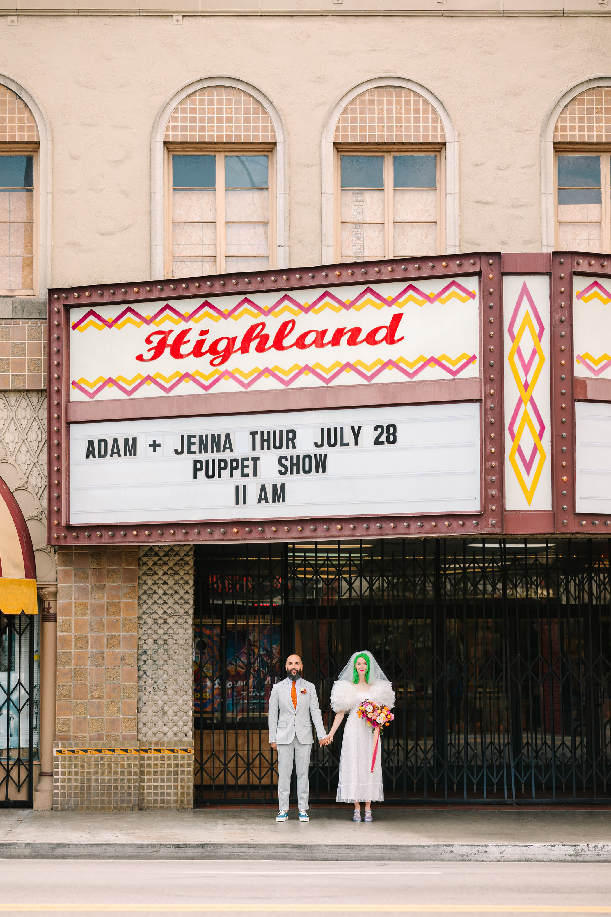 A Kooky + Colorful Highland Park Elopement...Officiated by a Puppet!