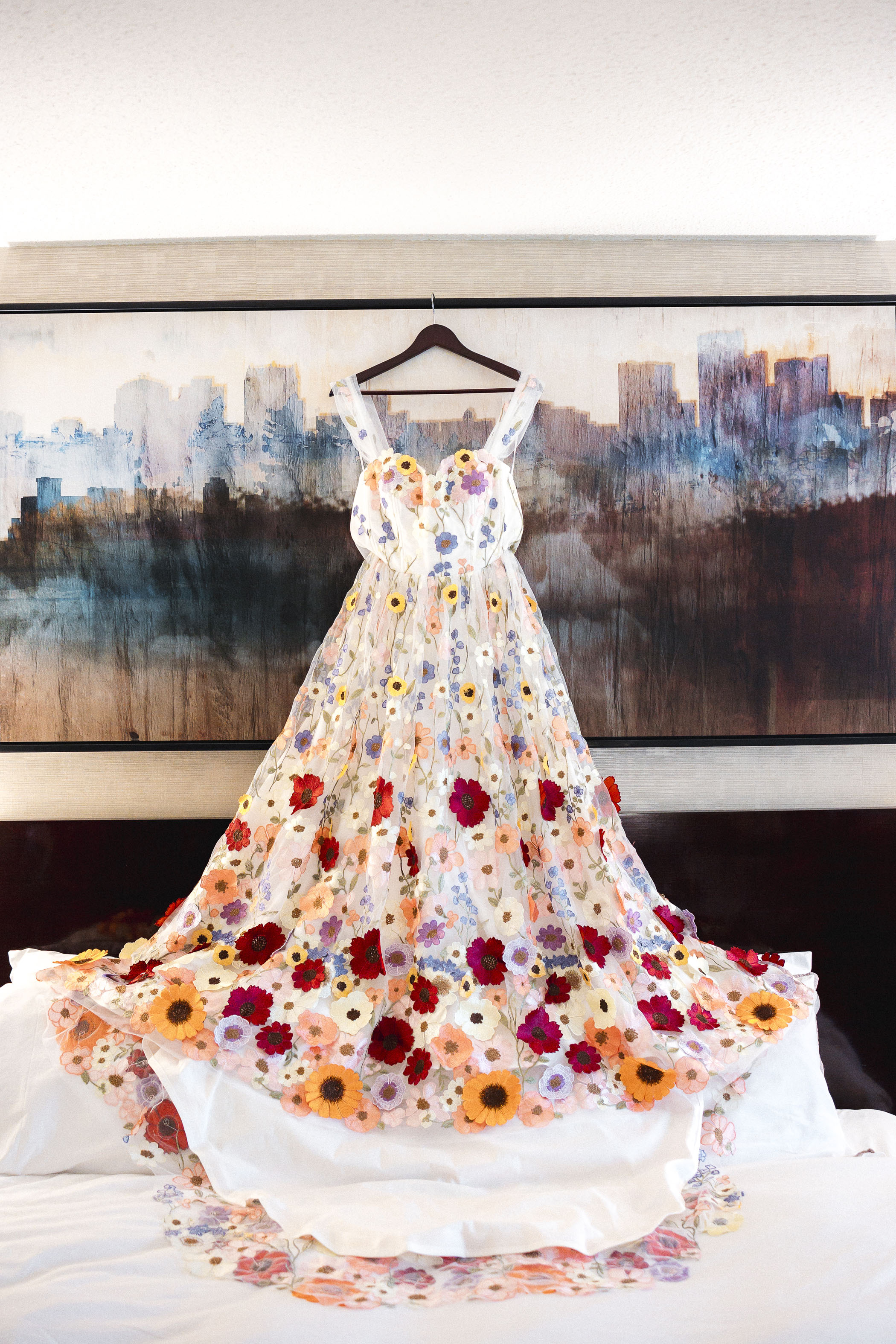 The Bride Wore A Floral Wedding Dress For This Colorful + Crafty ...