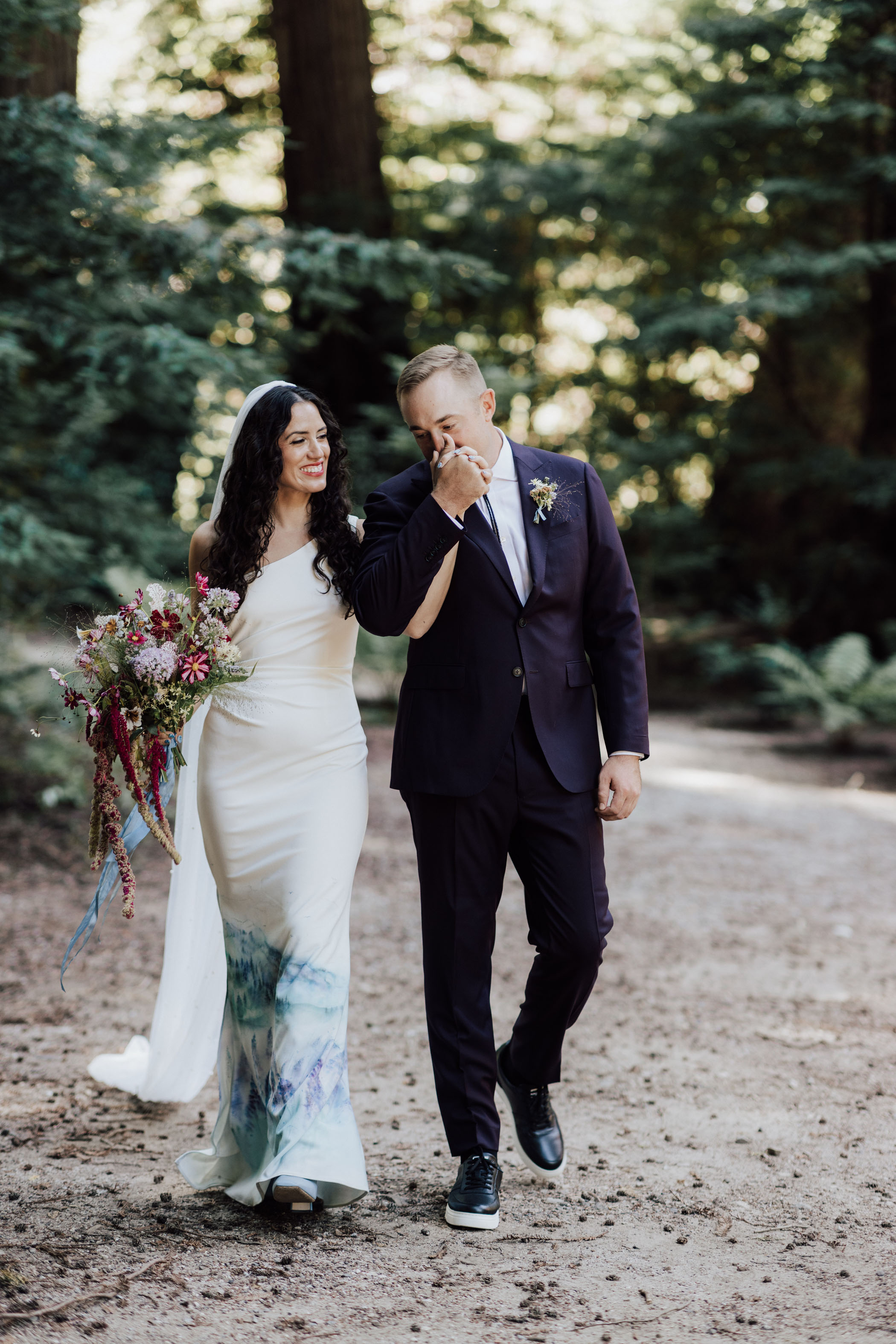 The Bride Wore a Hand Painted Dress for Her Big Sur Wedding!